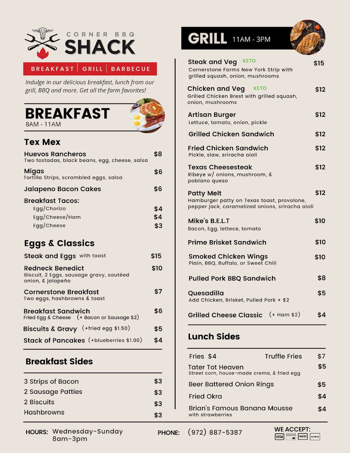 Menu at Corner BBQ Shack, McKinney