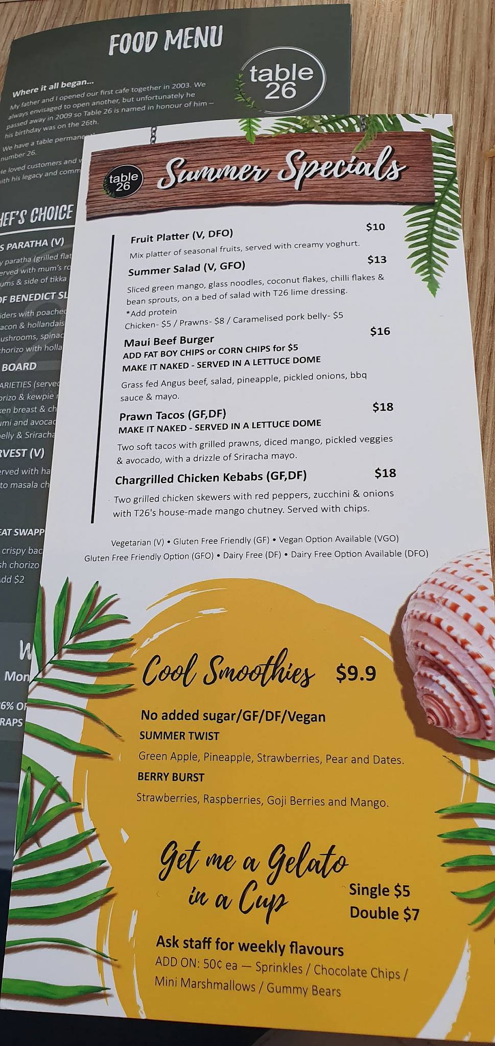 Menu at Corner Cafe 26, Indooroopilly