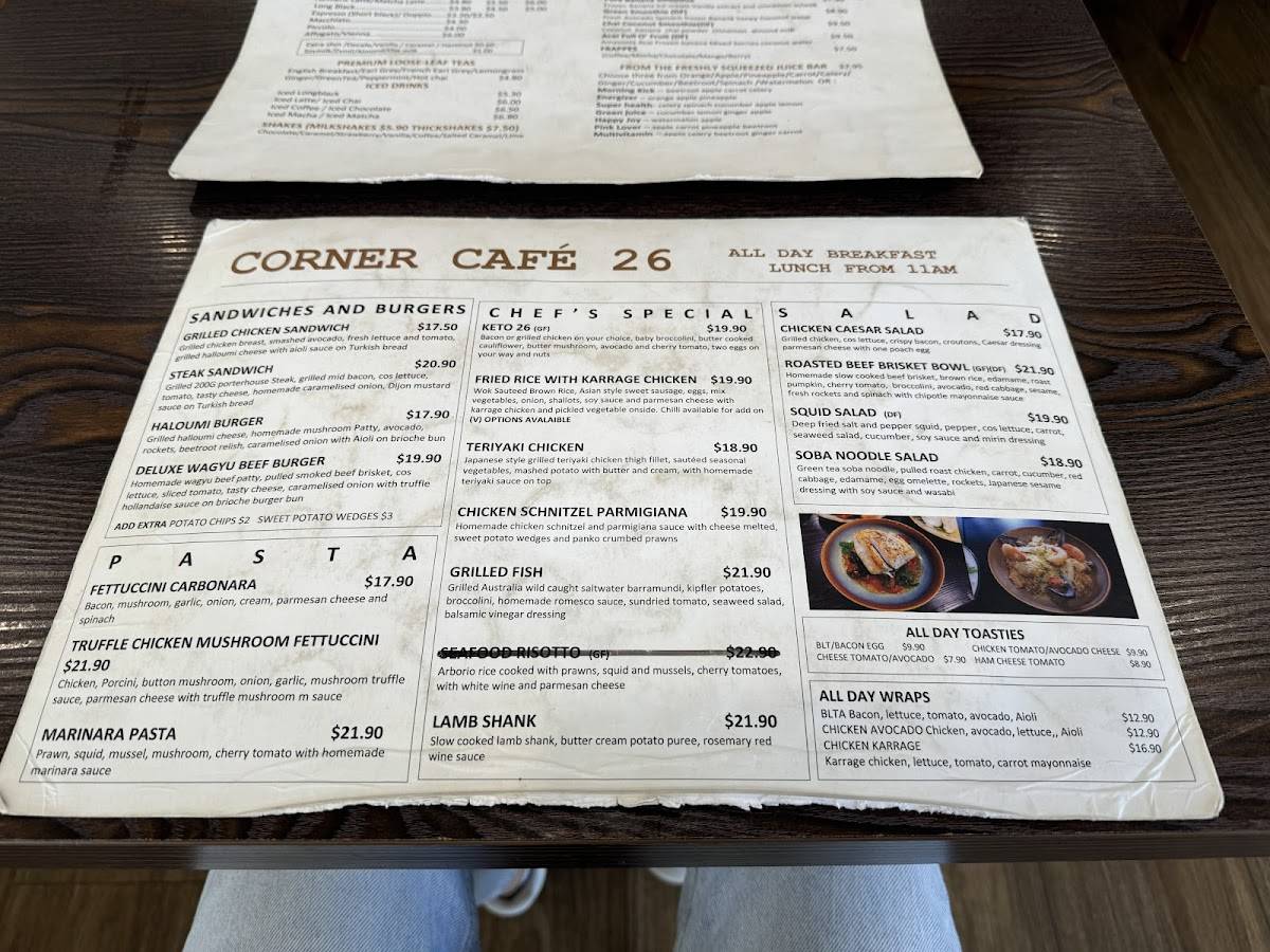 Menu at Corner Cafe 26, Indooroopilly