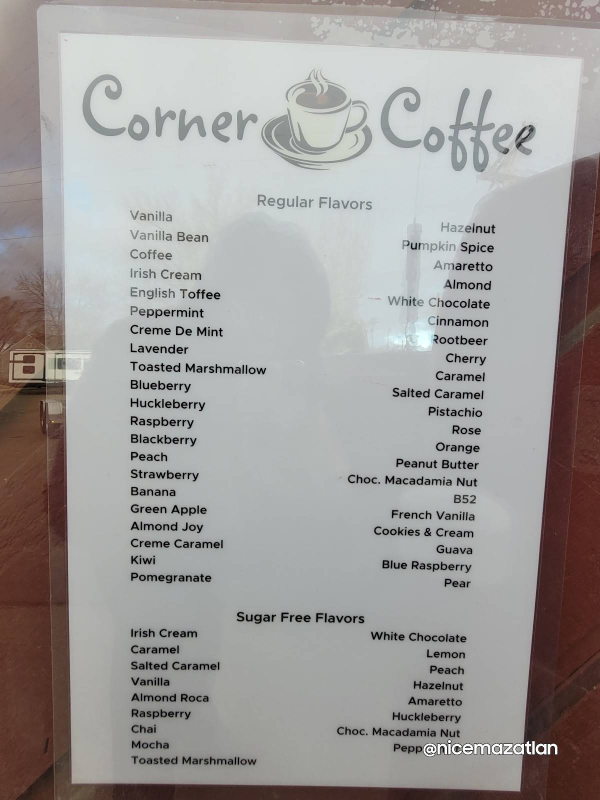 Menu at Corner Coffee cafe, Glendive