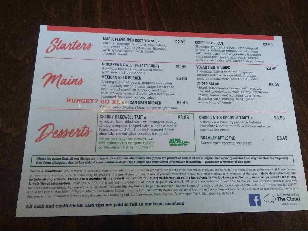 Menu at Corner House pub & bar, Newcastle upon Tyne