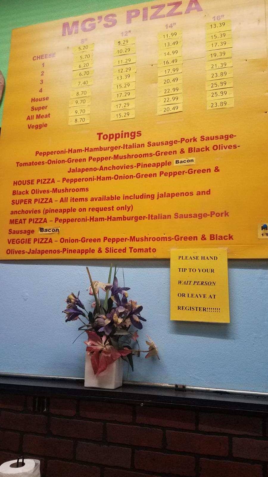 Menu at MG'S Pizza pizzeria, Robstown