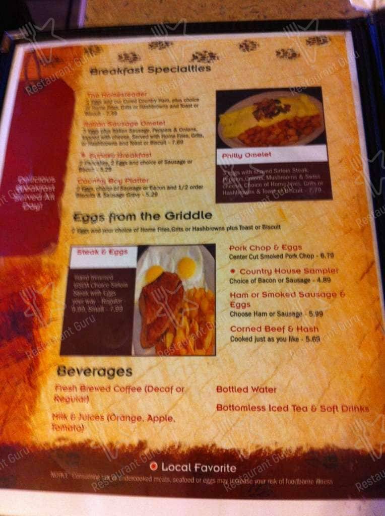 Menu at Country House Restaurant, Winter Garden, W Colonial Dr