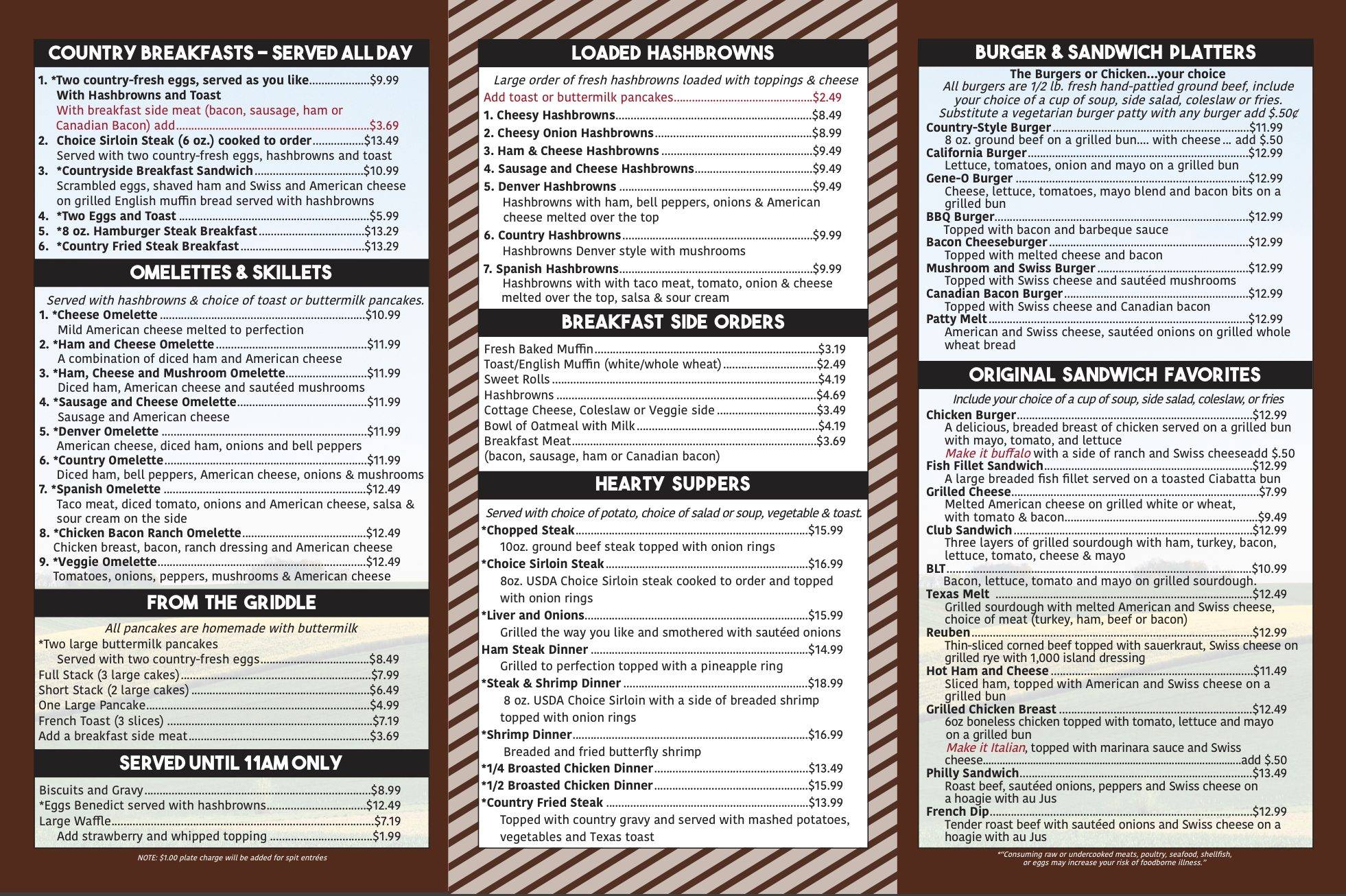 Menu at Countryside Restaurant of Long Prairie, Long Prairie