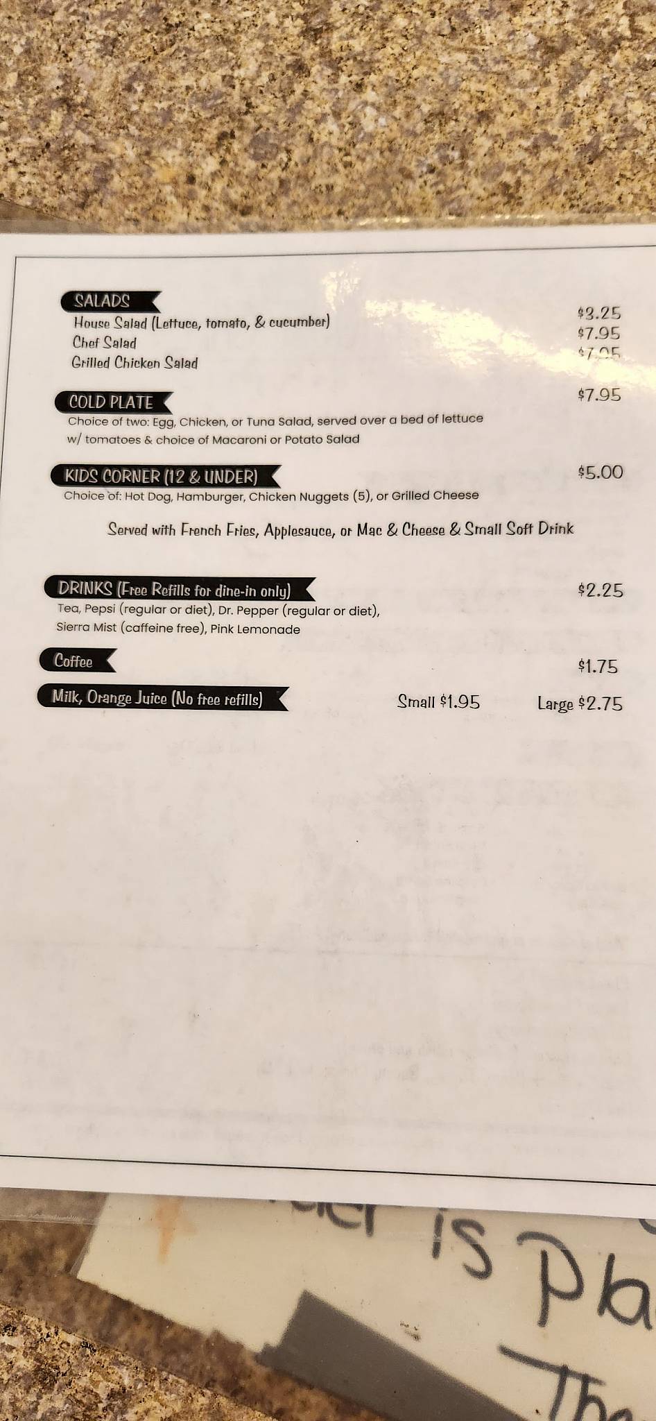Menu at Courthouse Cafe, Rustburg