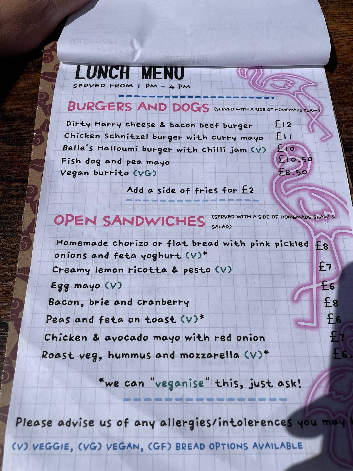 Menu at Courtyard Gallery Cafe, Ilminster