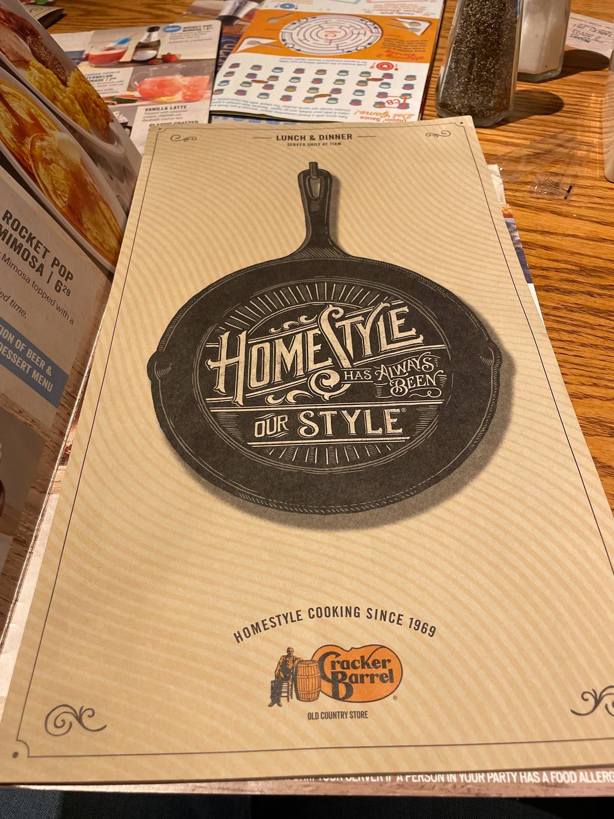 Menu at Cracker Barrel Old Country Store, Lake Delton, Wisconsin Dells ...