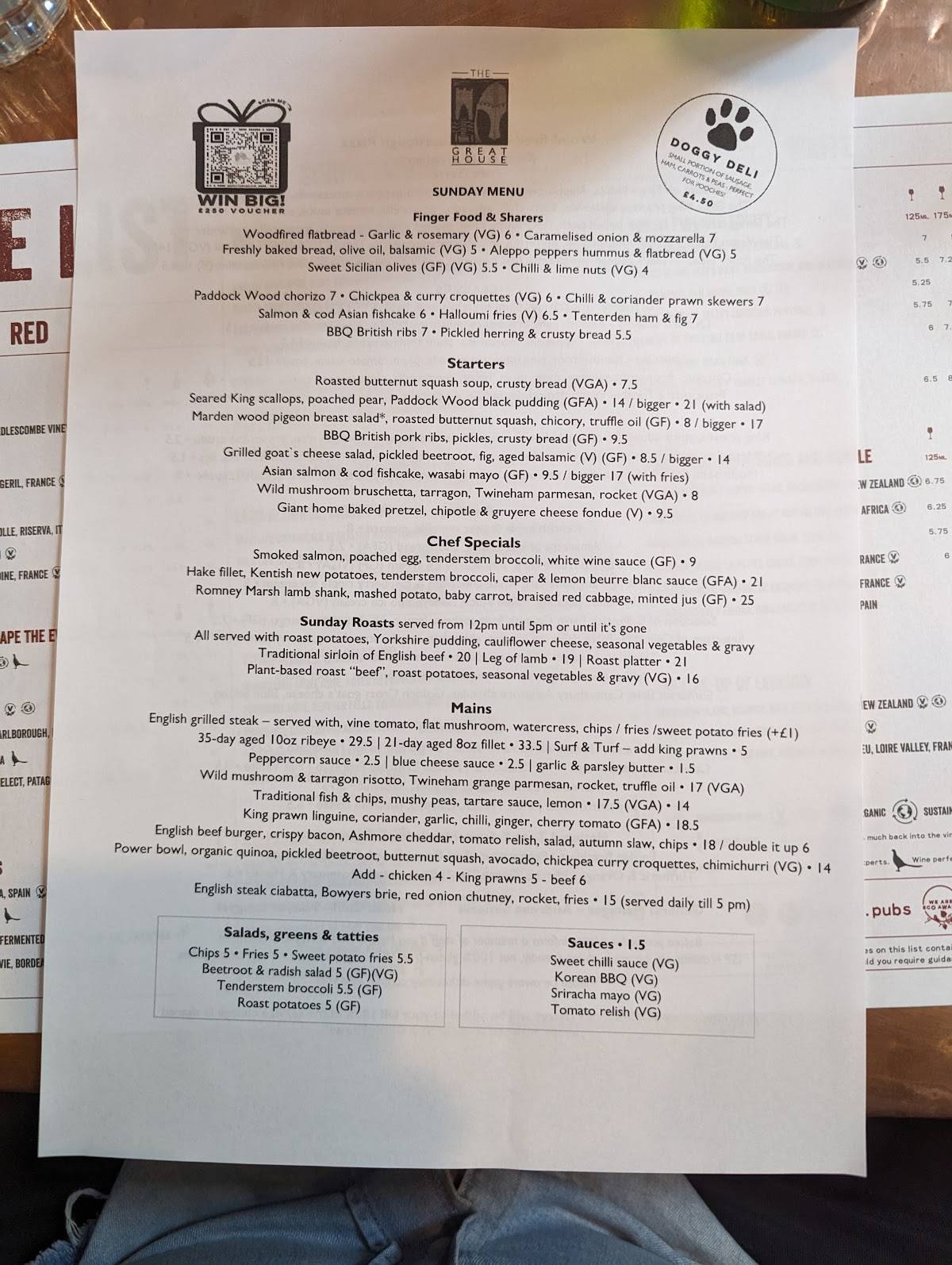 Menu at The Great House pub & bar, Hawkhurst