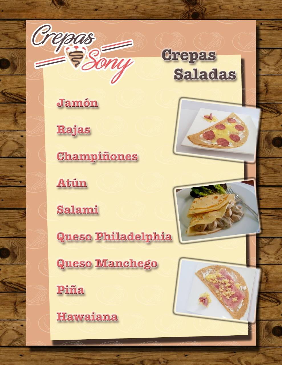 Menu at Crepas Sony (Loma Azul), Tlalnepantla de Baz
