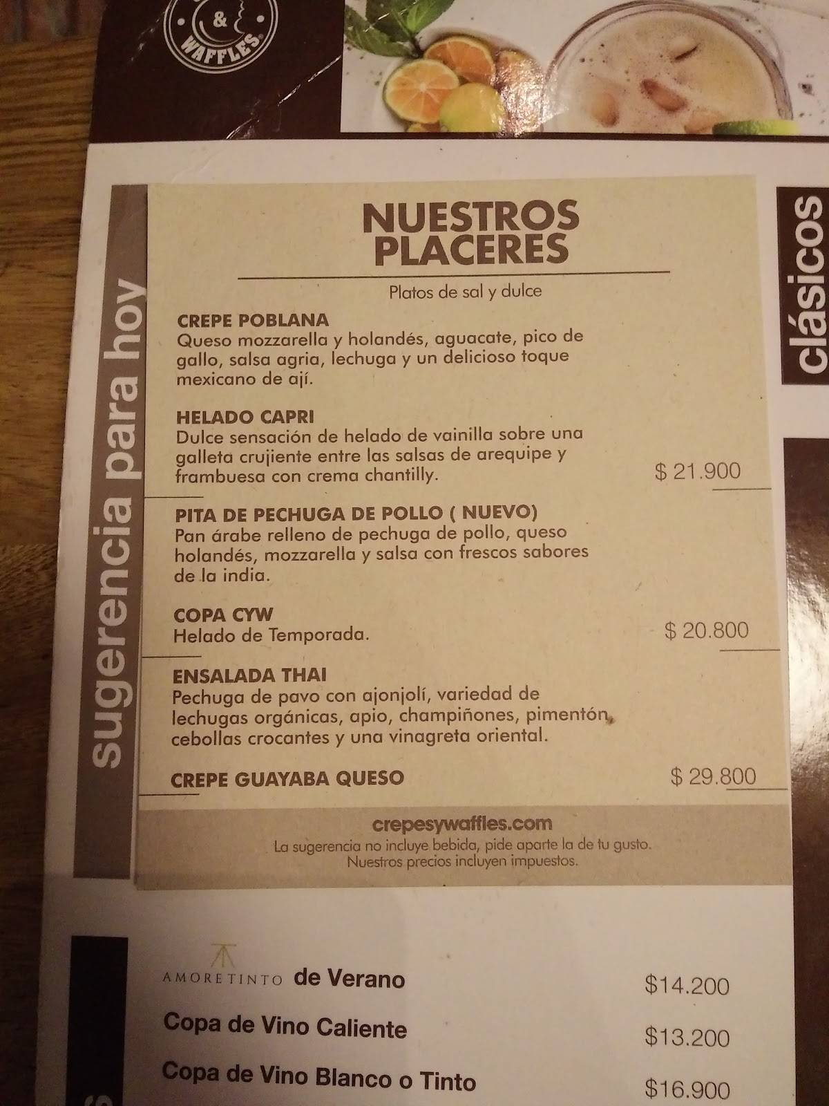 Carta del restaurante Crepes & Waffles Alto Prado, Barranquilla, Cra ...