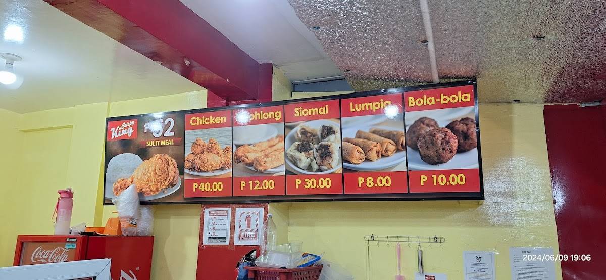 Carta del restaurante Crispy King, Mariveles