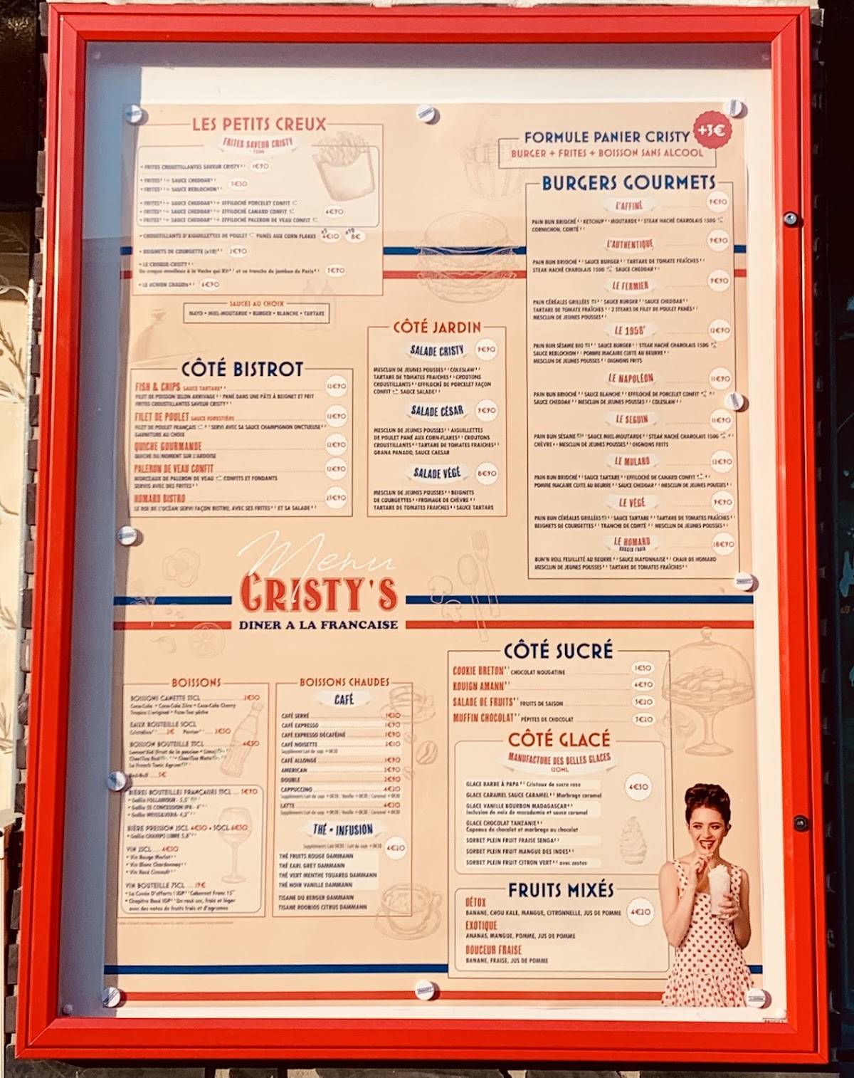 Menu au Christy's Dîner À La Francaise restaurant, Angers