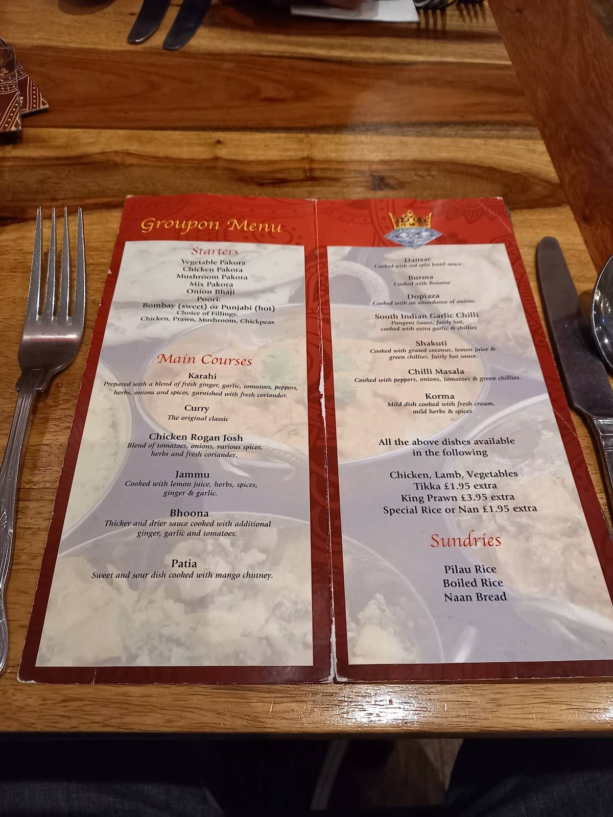 Menu at Crown Jewel restaurant, Coatbridge
