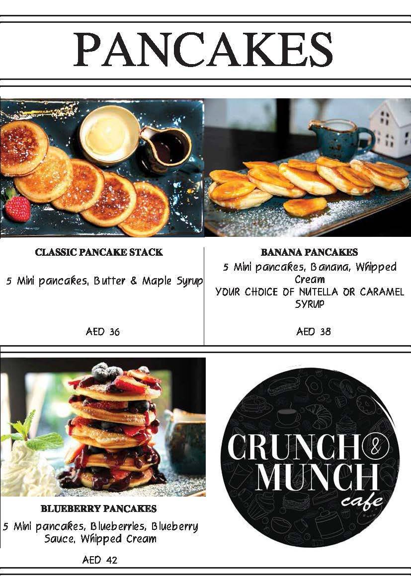Menu at Crunch & Munch Cafe, Abu Dhabi
