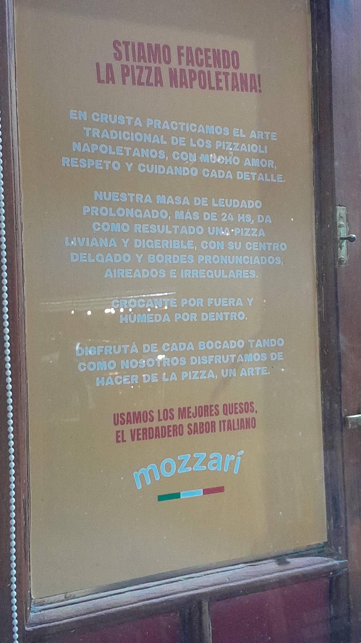 Menu at Crusta Pizza Napoletana restaurant, Lomas de Zamora