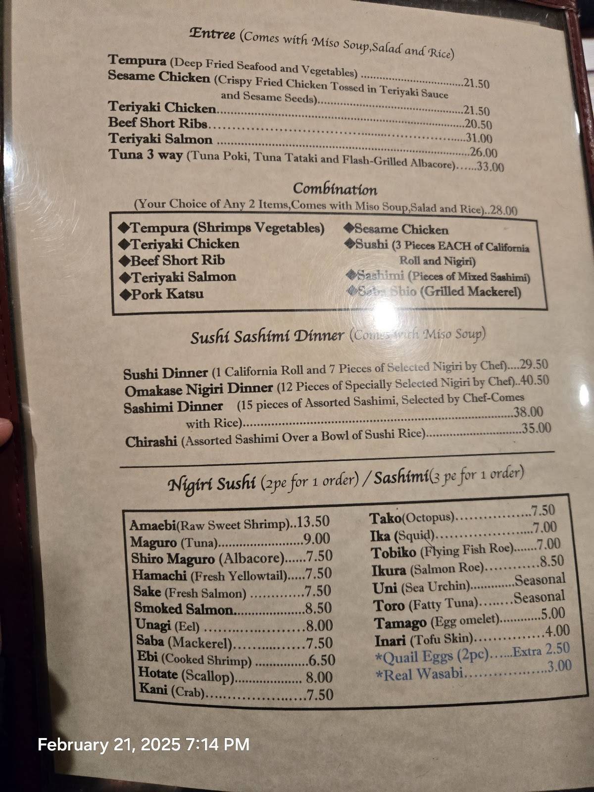 Carta del restaurante Crystal Fish, Monterrey