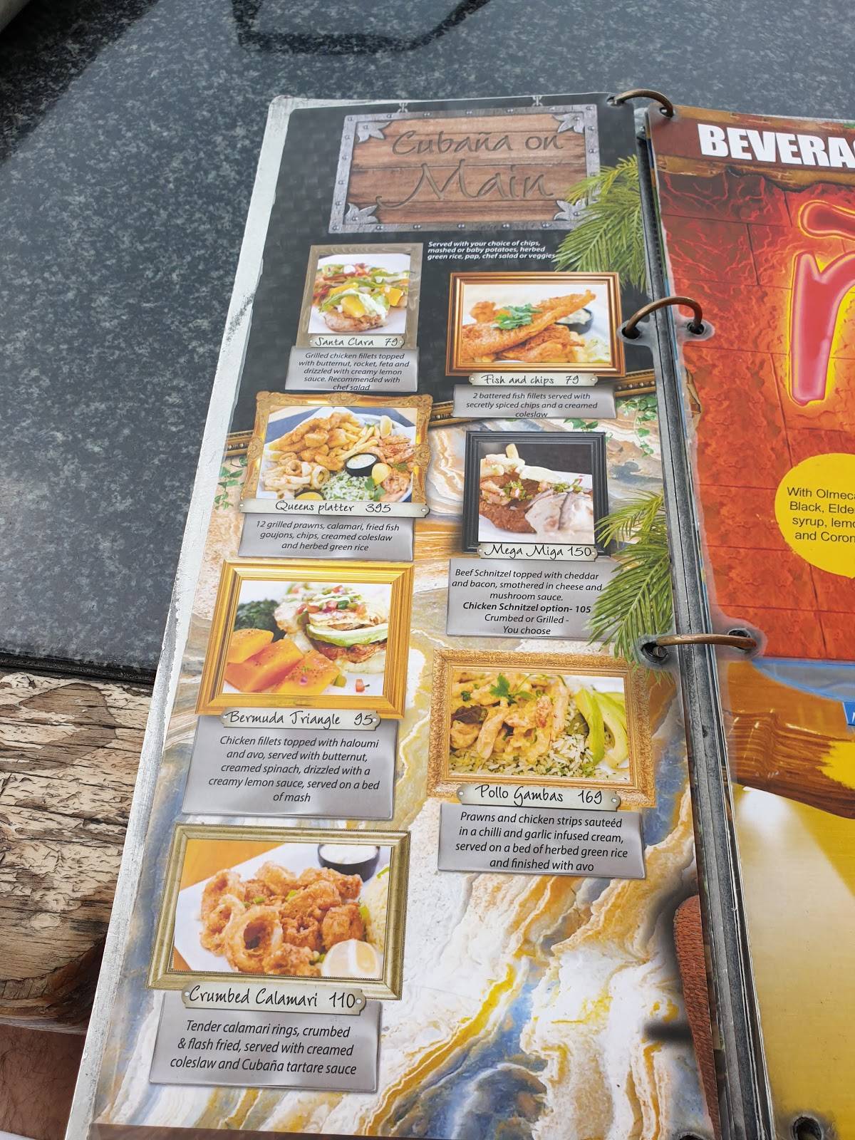 Menu at IZA restaurant, Port Elizabeth, 49 Beach Rd