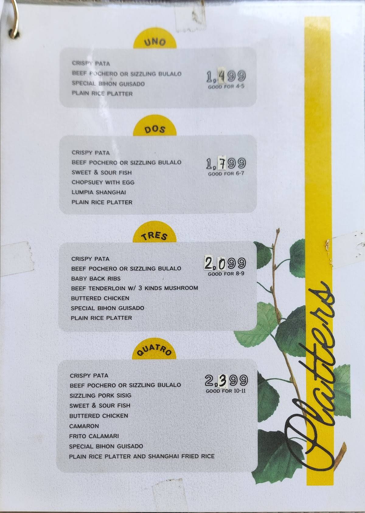 Menu at Cubiertos Restaurant & Grill, Sibulan