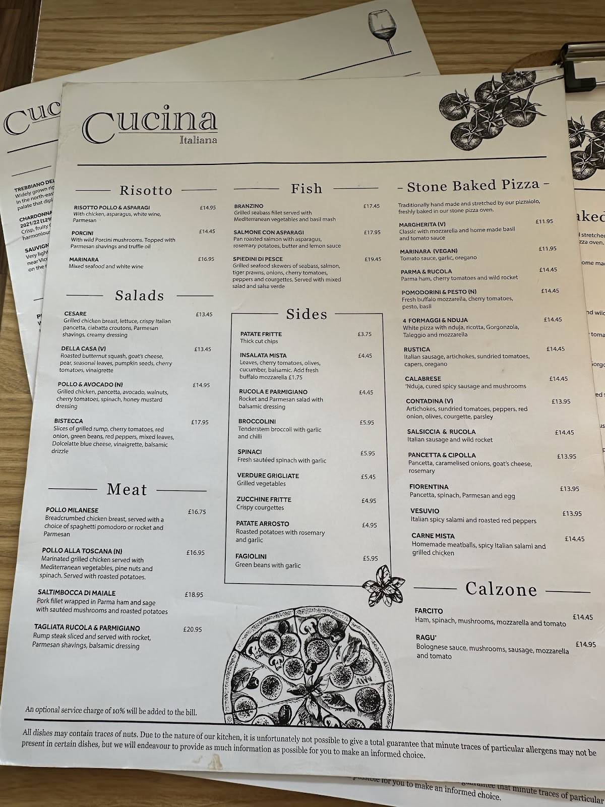 Menu at Cucina Italian Restaurant, Oxted, 28-30 Station Rd E