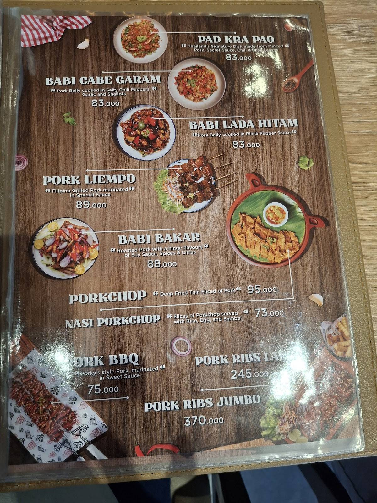 Menu at PORKY’s Gading Serpong restaurant, Curug Sangereng
