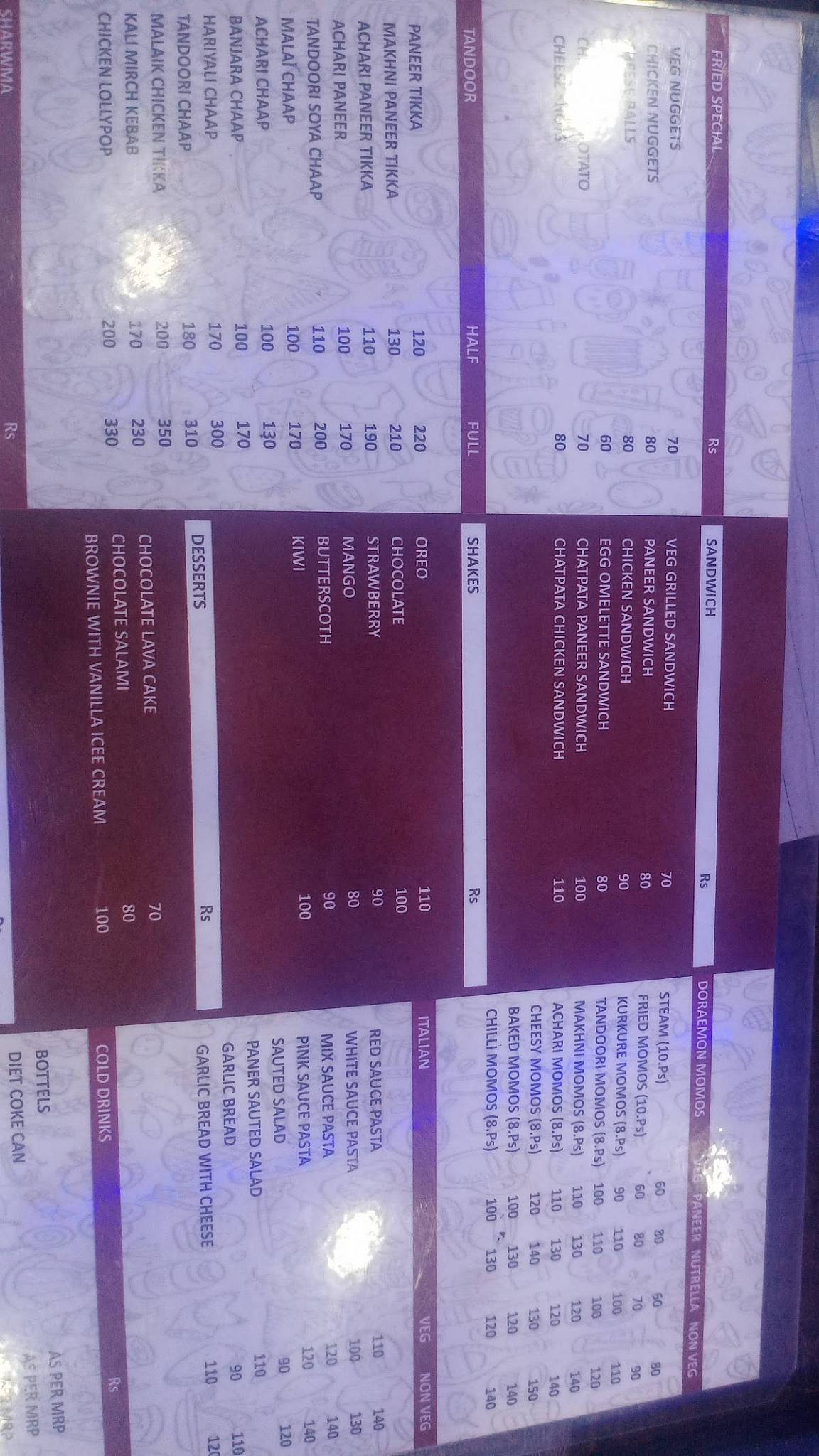 Menu at DORAEMON pizza & Fast Food, New Delhi, G
