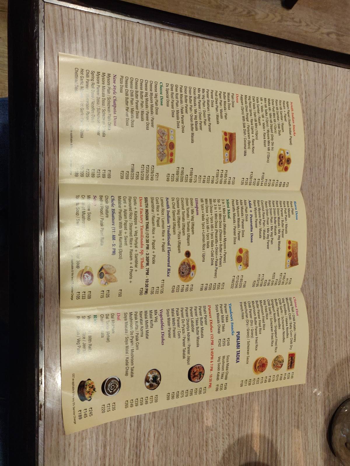 Menu at DS Dosa Factory- CP (Connaught Place) Delhi, New Delhi