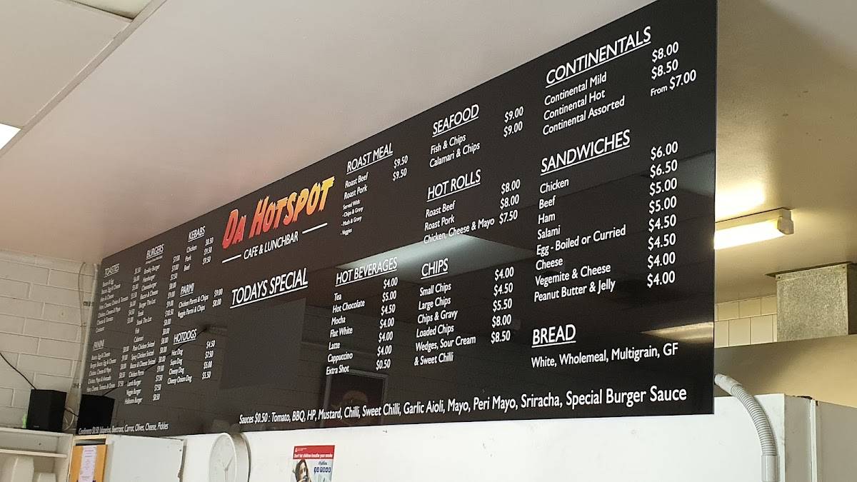 Menu at Da Hotspot Cafe & Lunchbar, Wangara