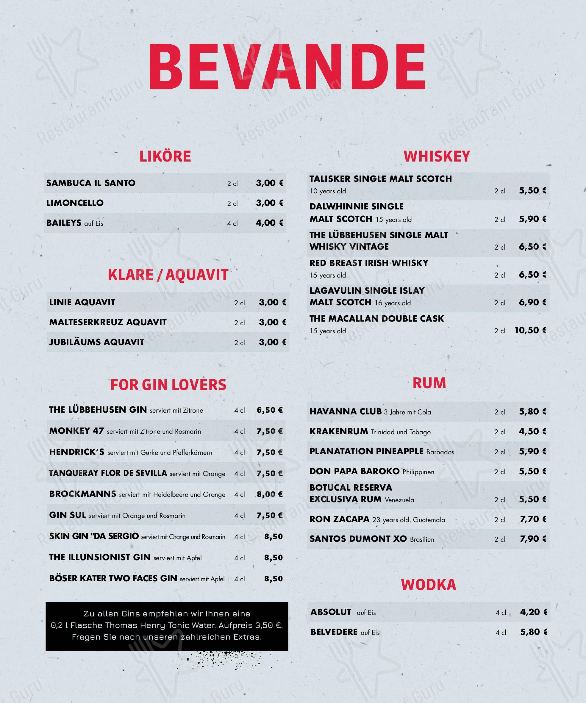 Speisekarte von Da Sergio Cucina Italiana restaurant, Vechta