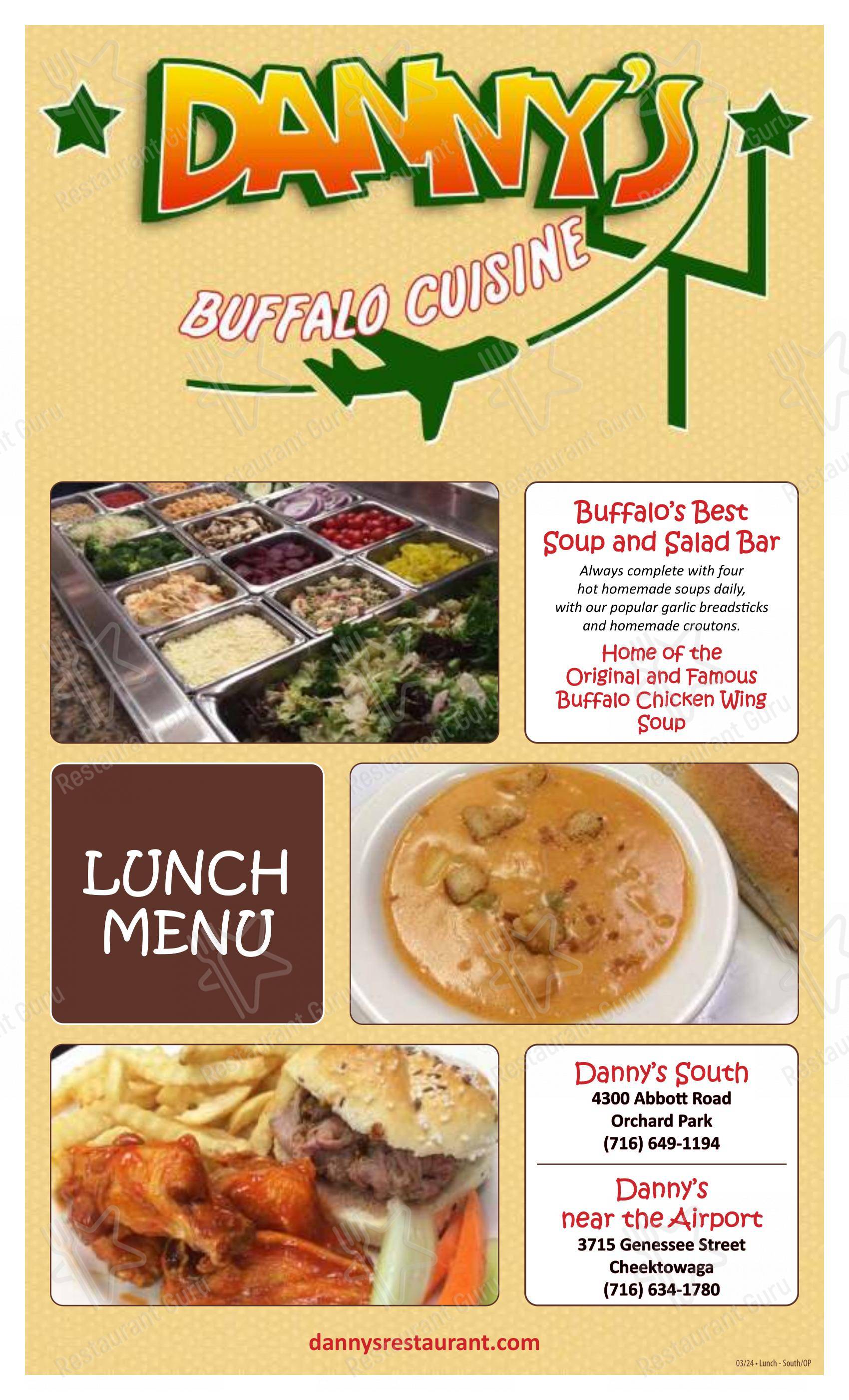 Menu at Danny's pub & bar, Cheektowaga