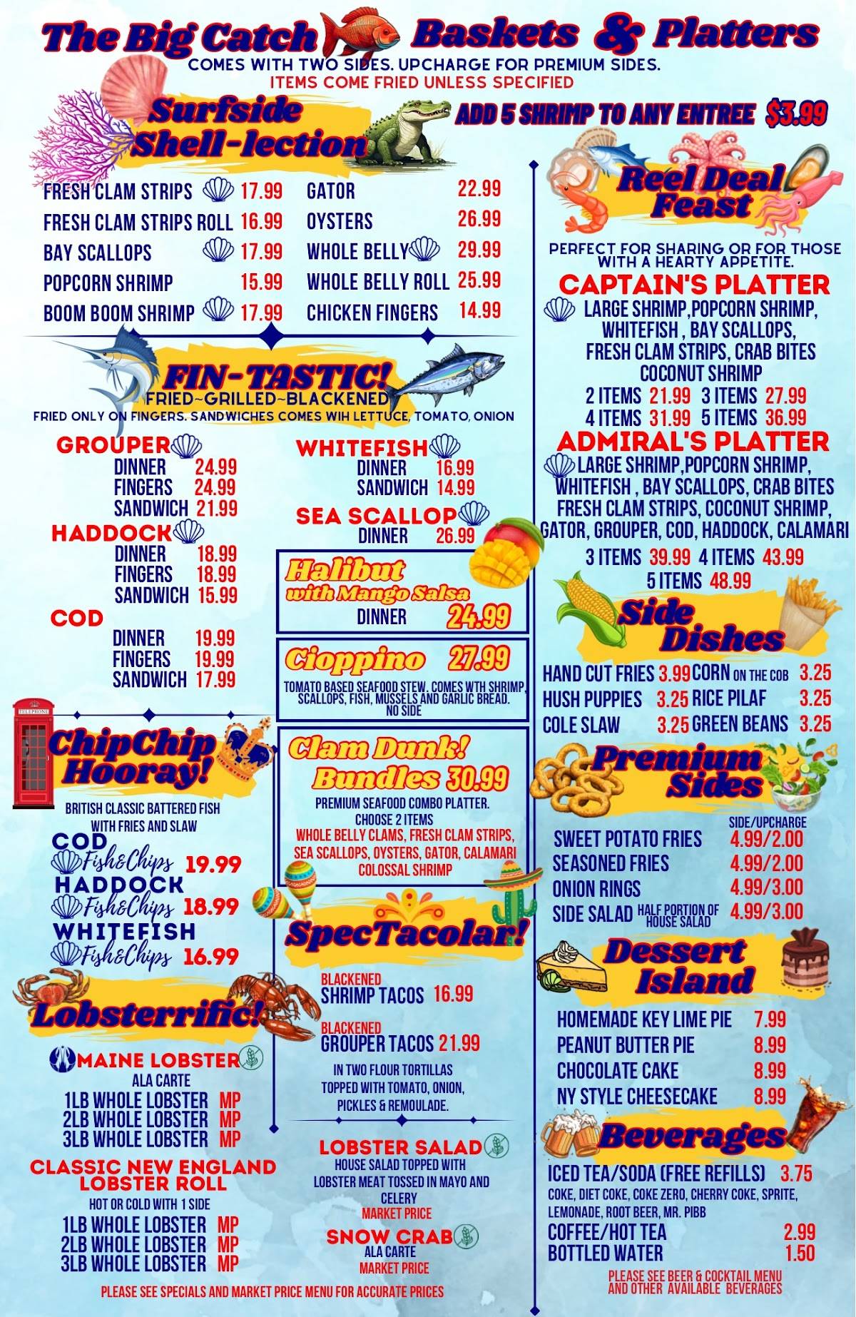 Menu at Dan's Clam Stand restaurant, Crystal River