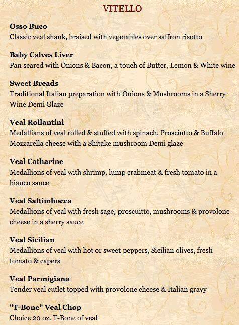 Menu at Dante & Luigi's restaurant, Philadelphia