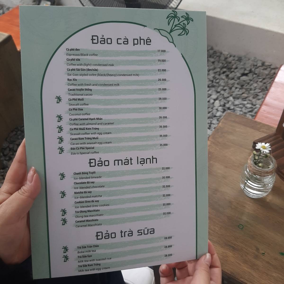Menu at Đảo Cà Phê, Da Nang