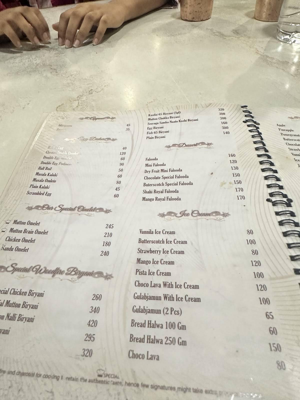 Menu at Darbar, Chennai, Alsa Mall
