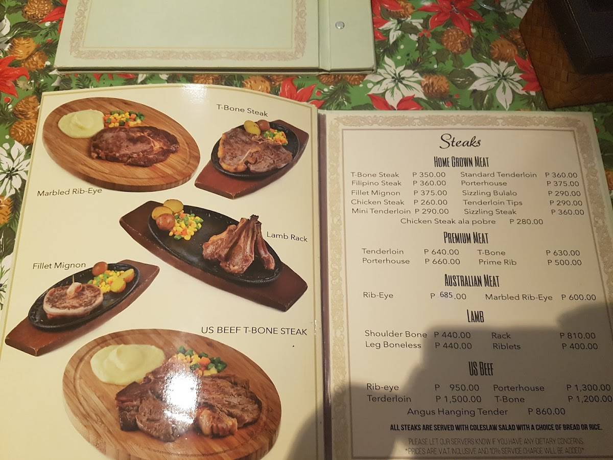 Menu at Bistro Rosario restaurant, Davao City, 247 F. Torres St
