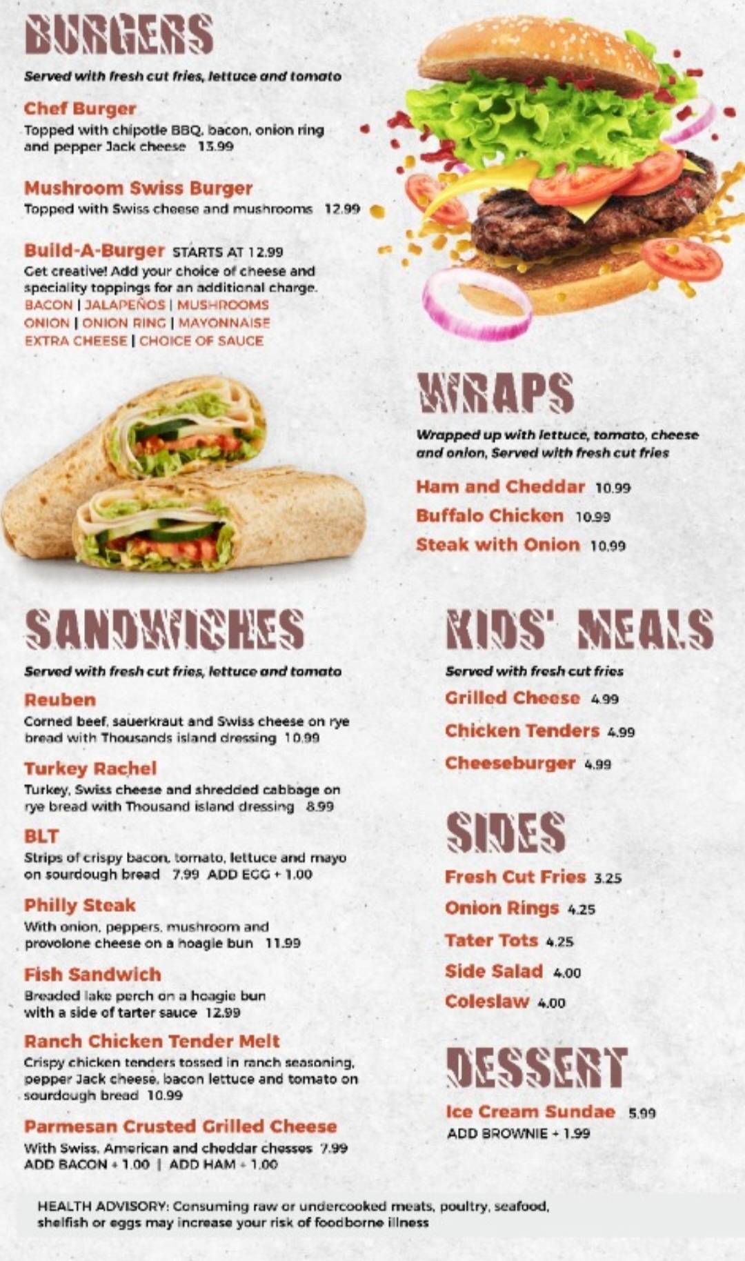 Menu at Dayz Bar and Grill, Conneaut