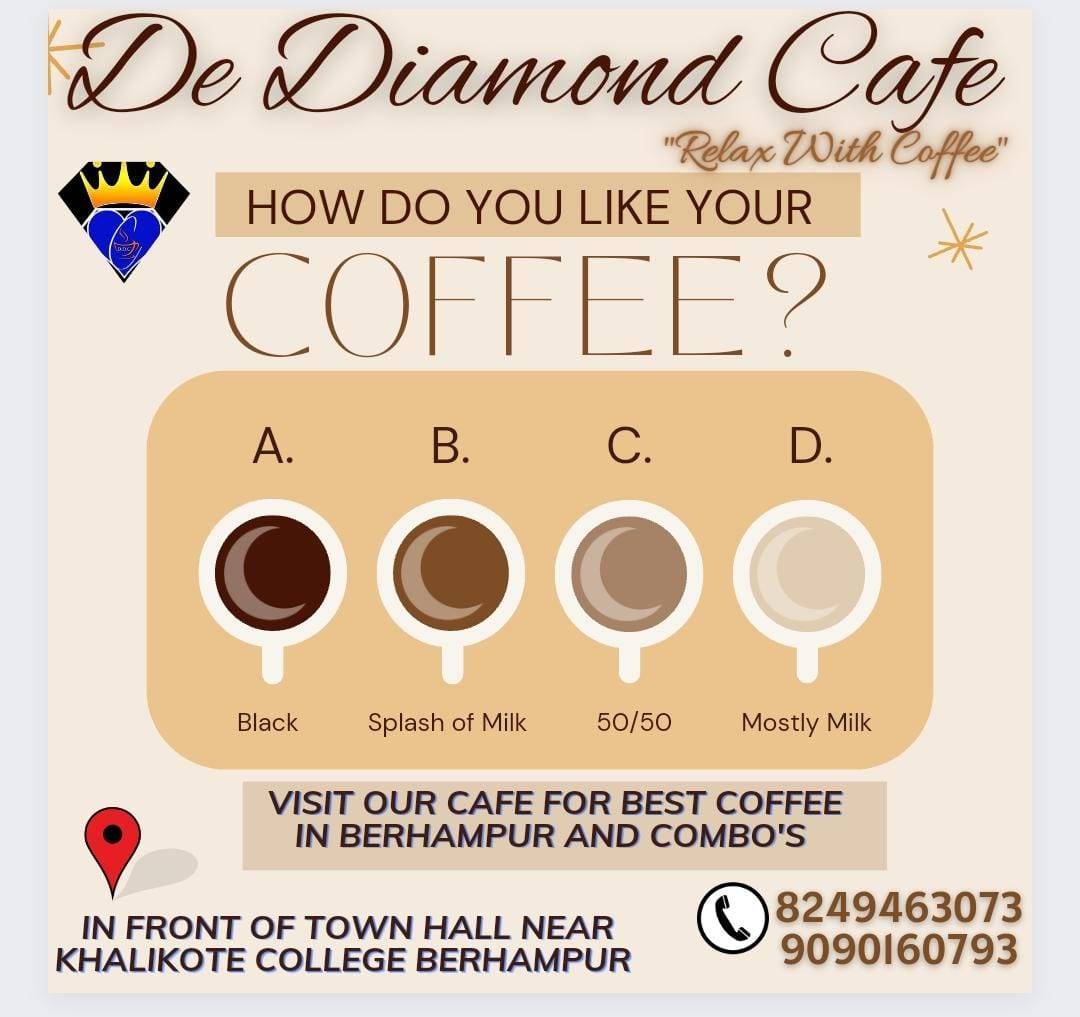 Menu at De Diamond Cafe, Brahmapur