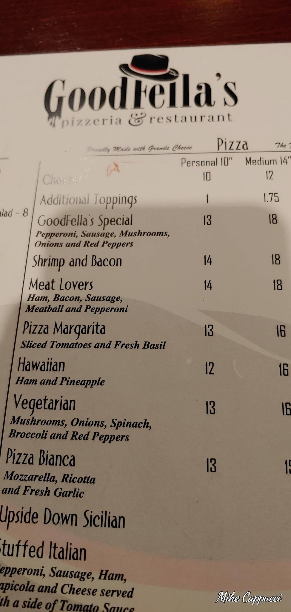 Menu at Goodfella's Pizzeria & Italian Restaurant, DeBary