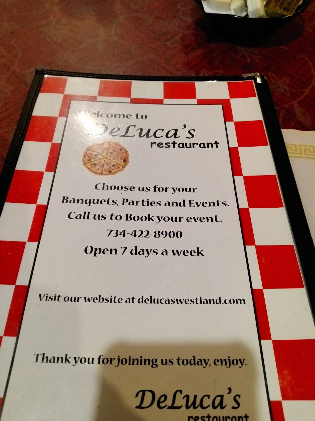 Menu at DeLuca's Restaurant, Westland, Warren Rd