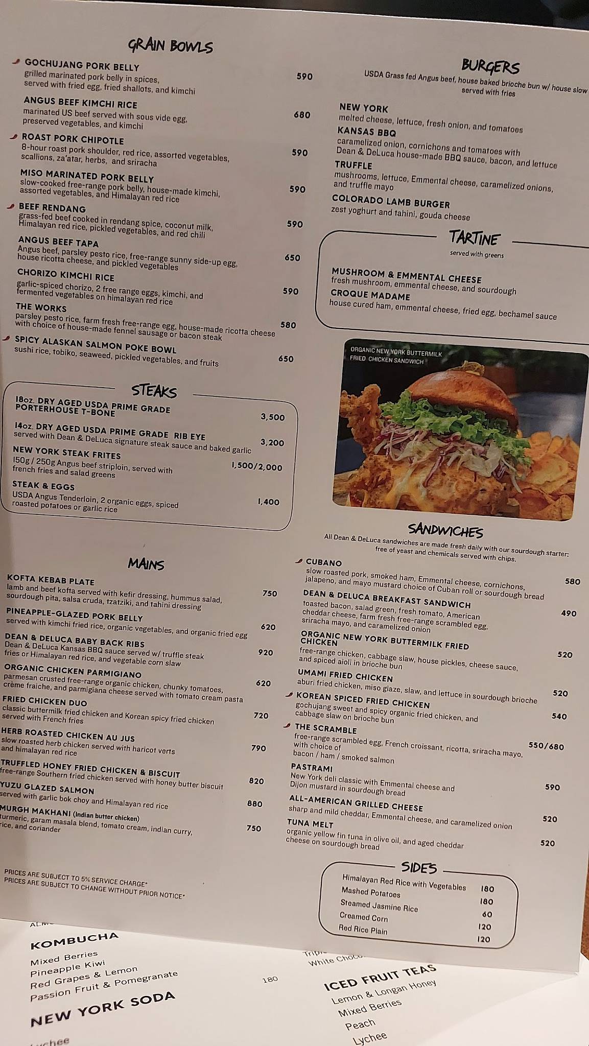 Menu at Dean and DeLuca Quezon City cafe, Quezon City