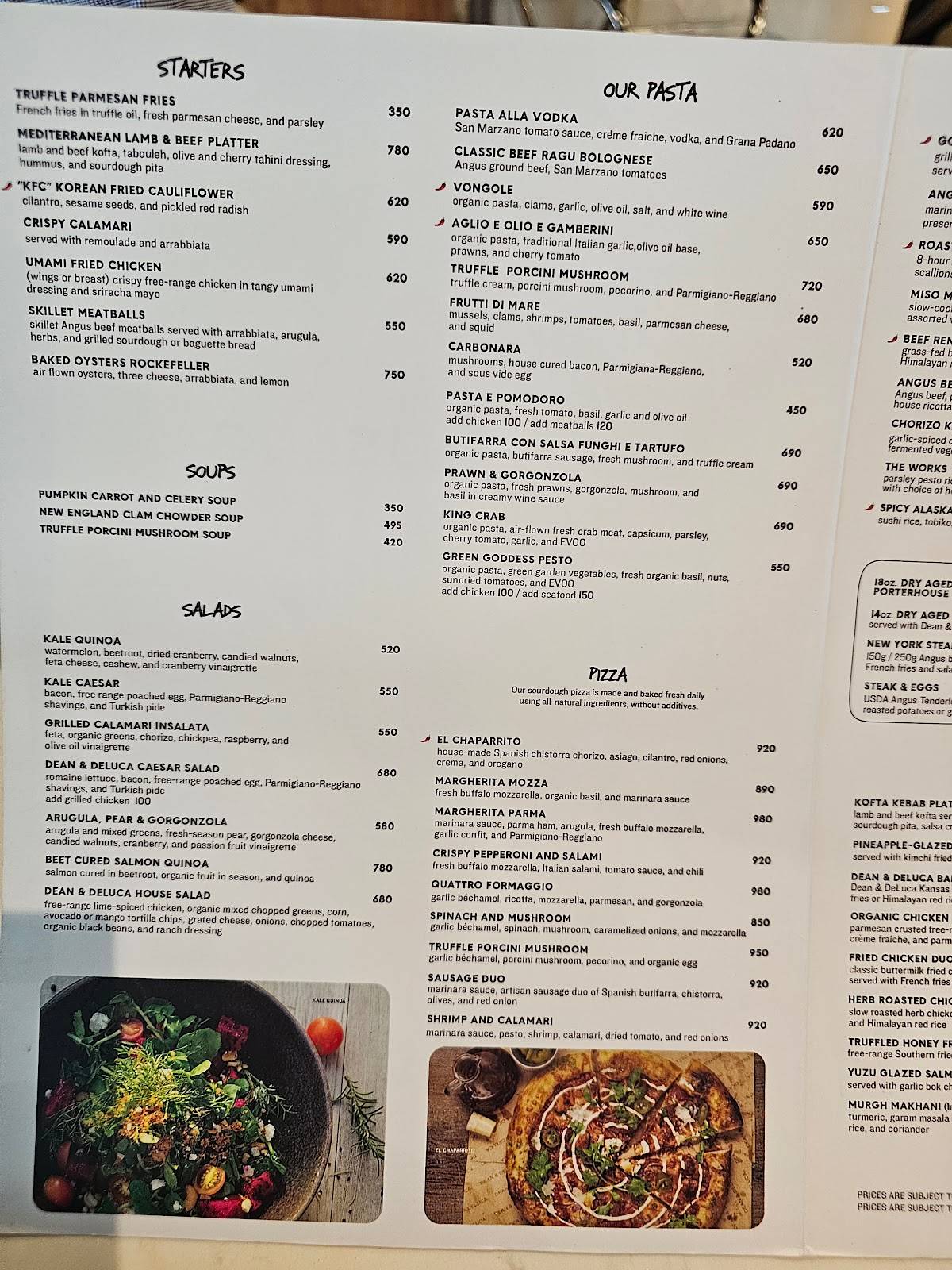 Menu at Dean and DeLuca Quezon City cafe, Quezon City