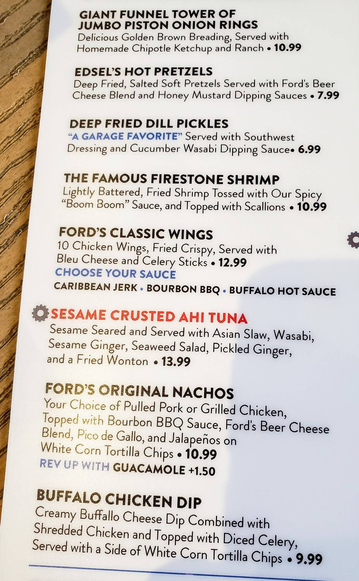 Menu at Ford's Garage Dearborn pub & bar, Dearborn