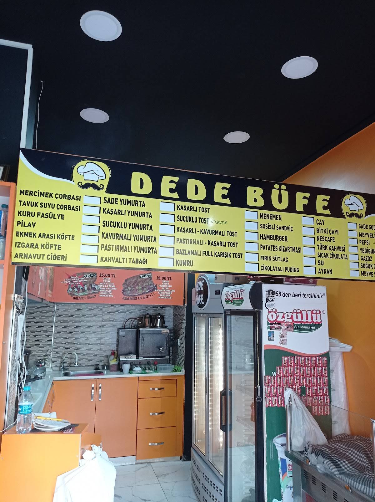 Menu at Dede büfe, Istanbul