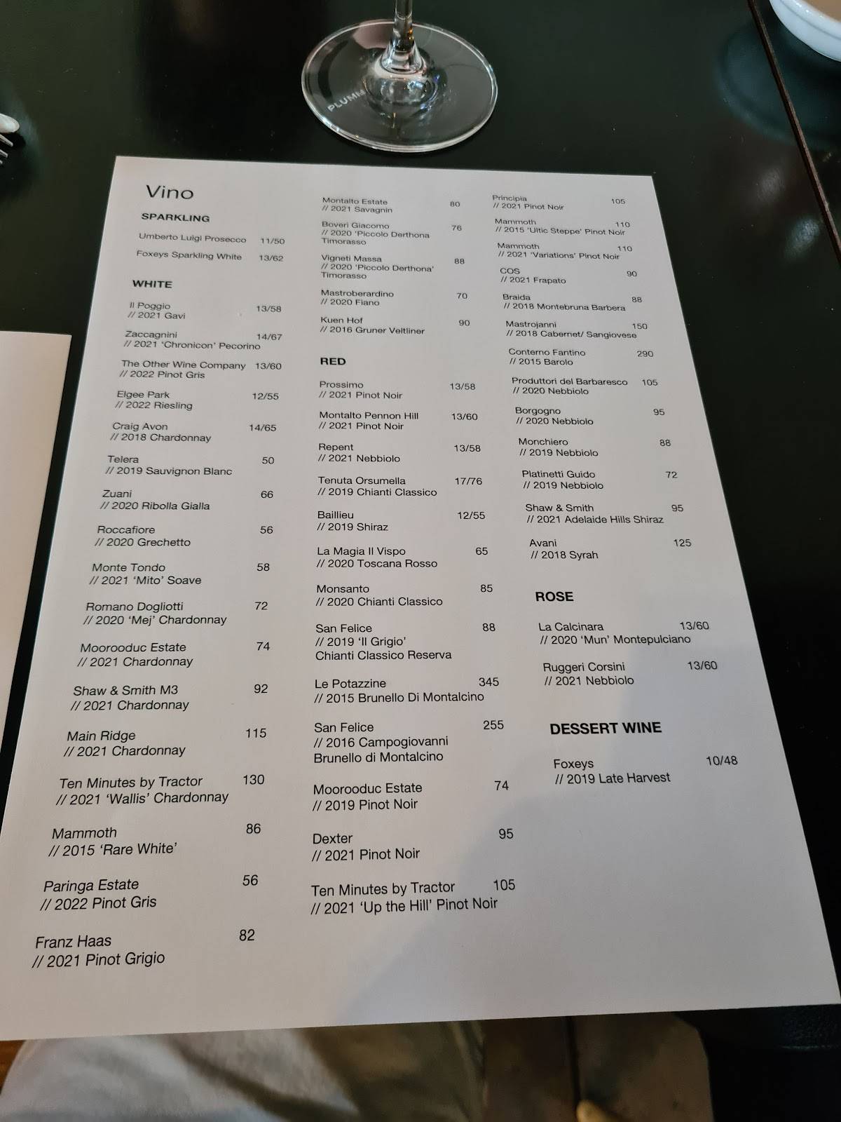 Menu at Del Posto 2409 restaurant, Rye