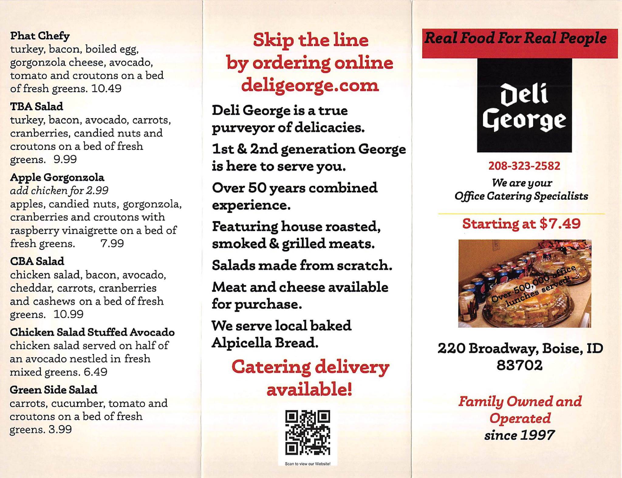 Menu at Deli George restaurant, Boise, 220 S Broadway Ave