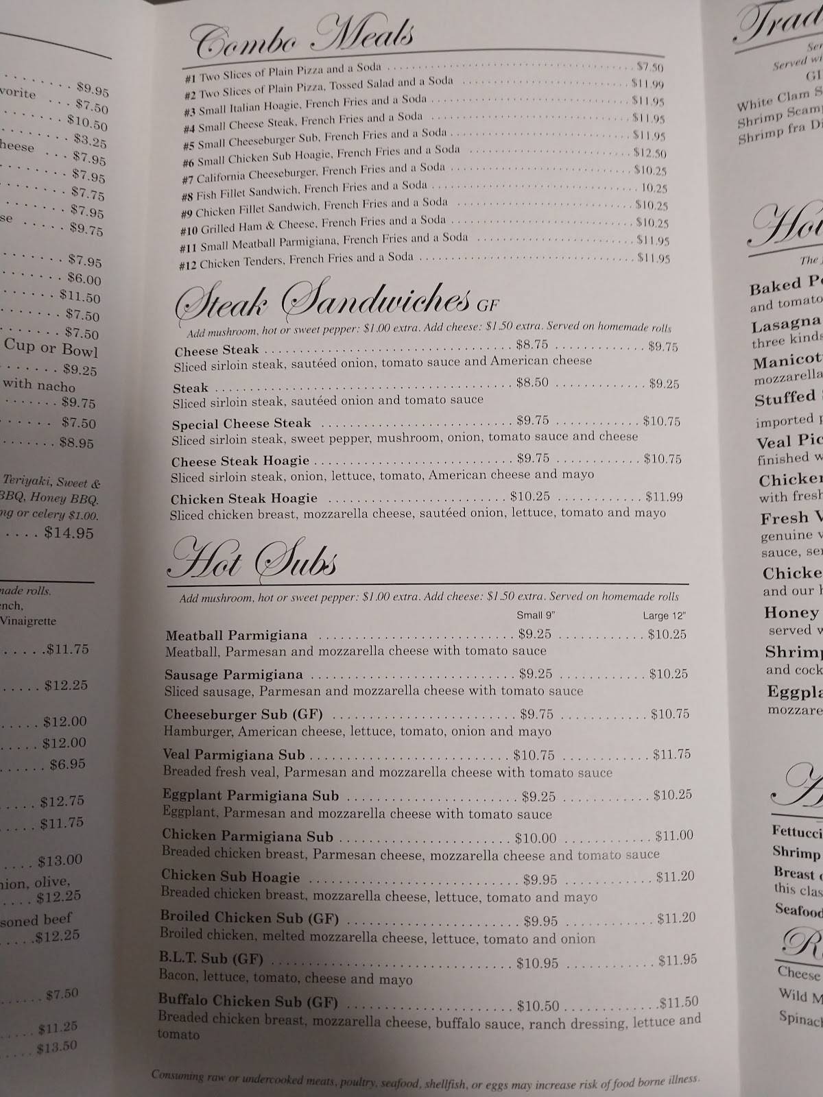 Menu at Demarco's Italian Restaurant, USA