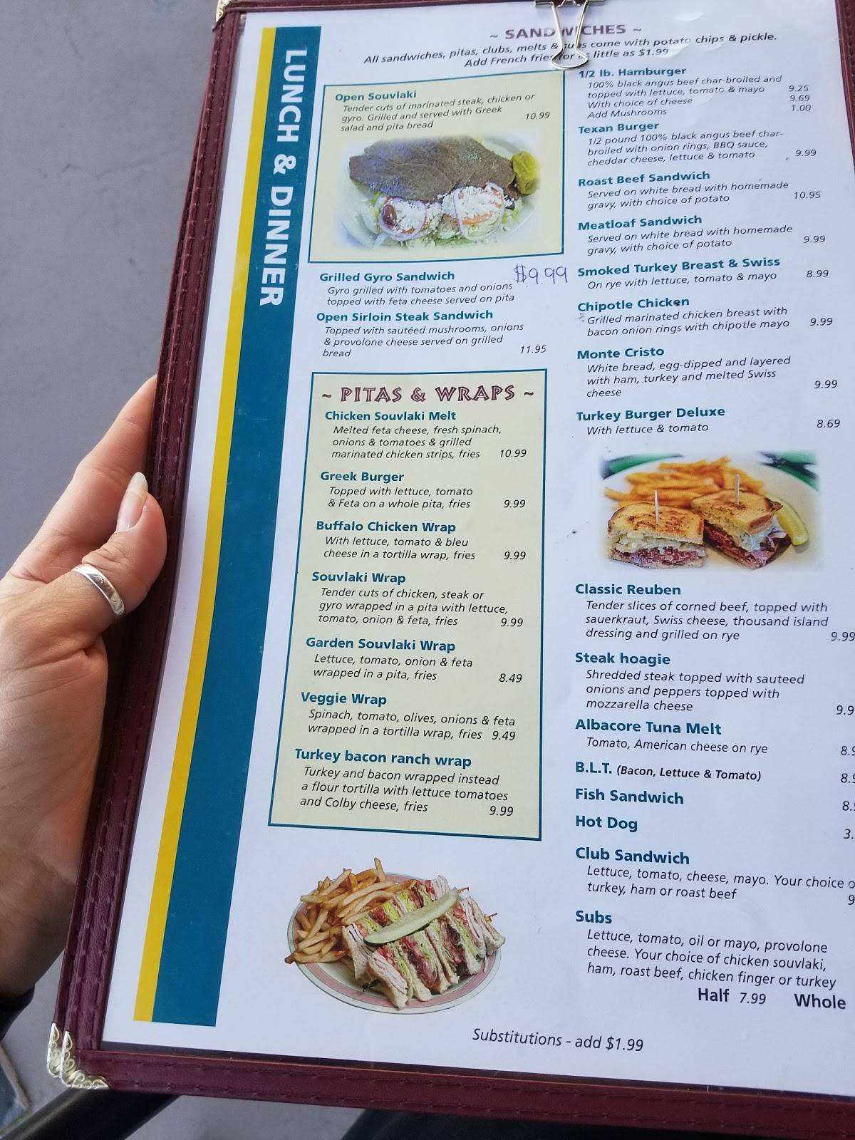 Menu at Demetri's On the Lake restaurant, Dunkirk, 6-8 Lake Shore Dr W