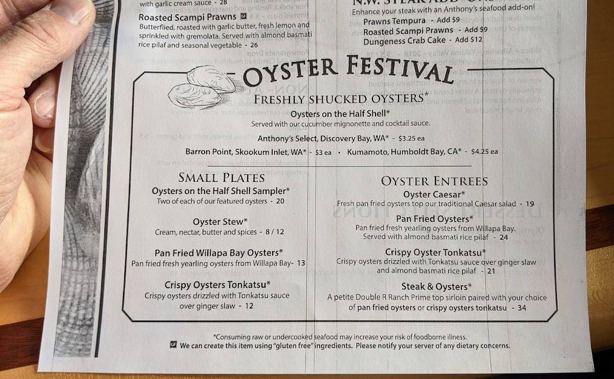 Menu at Anthony's HomePort restaurant, Des Moines, 421 S 227th St
