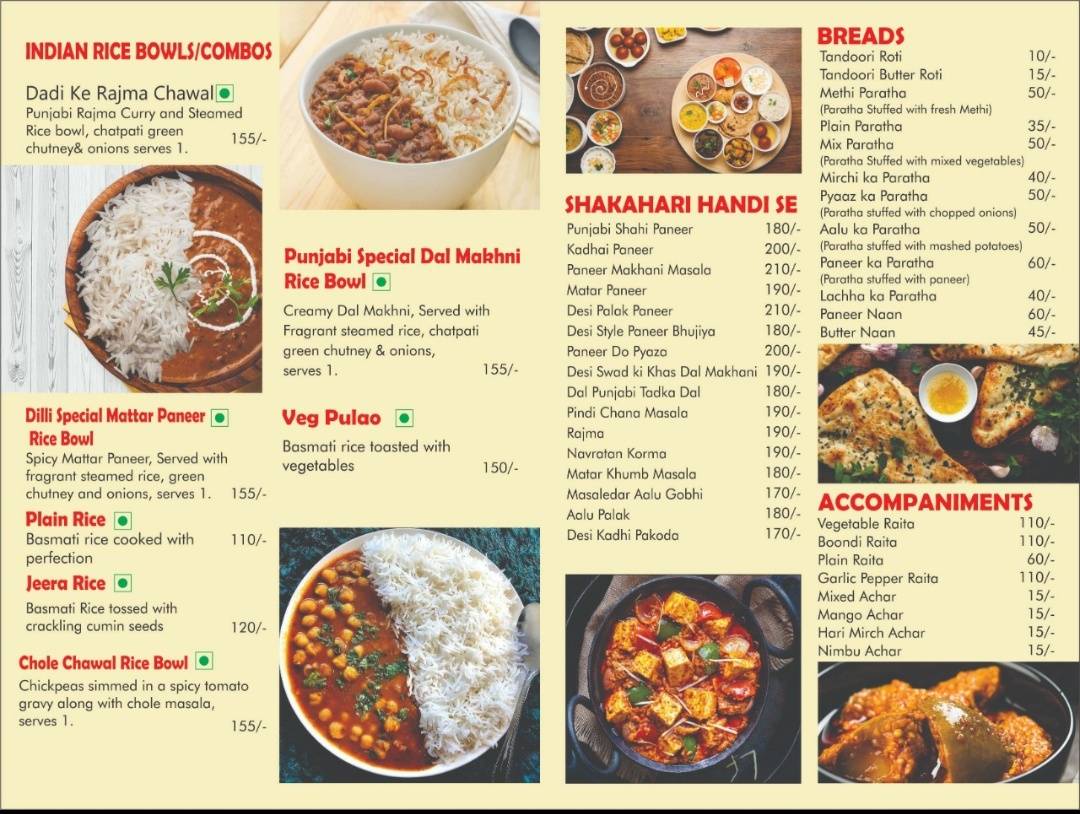 Menu at Desi Swaad Co. North Indian Food Delivery, Delhi