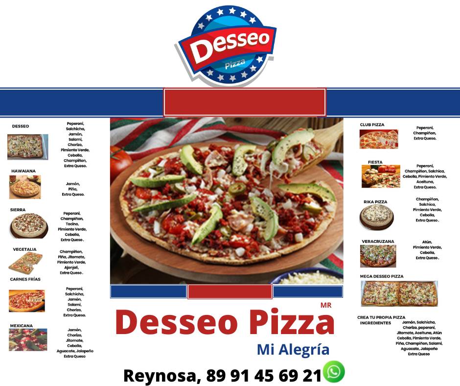 Carta del restaurante Desseo Pizza, Mexico
