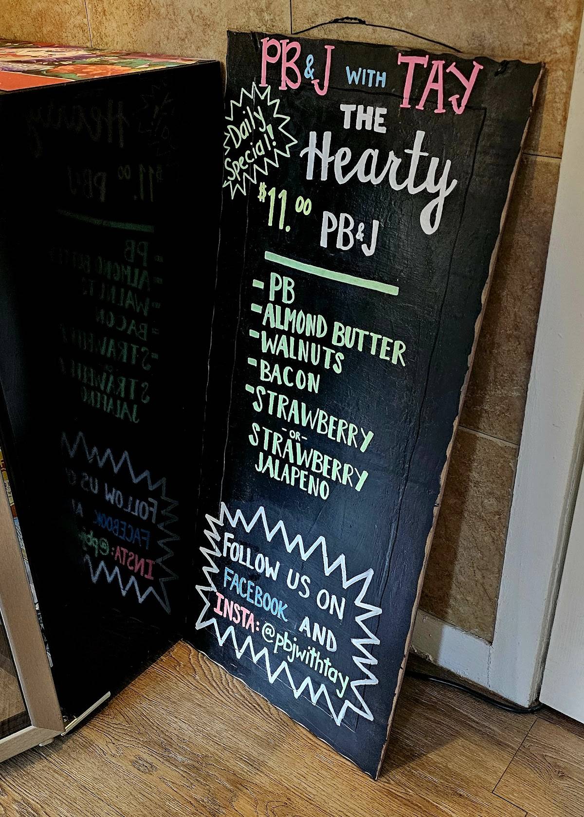 Menu at PB&J with Tay desserts, Olmos Park